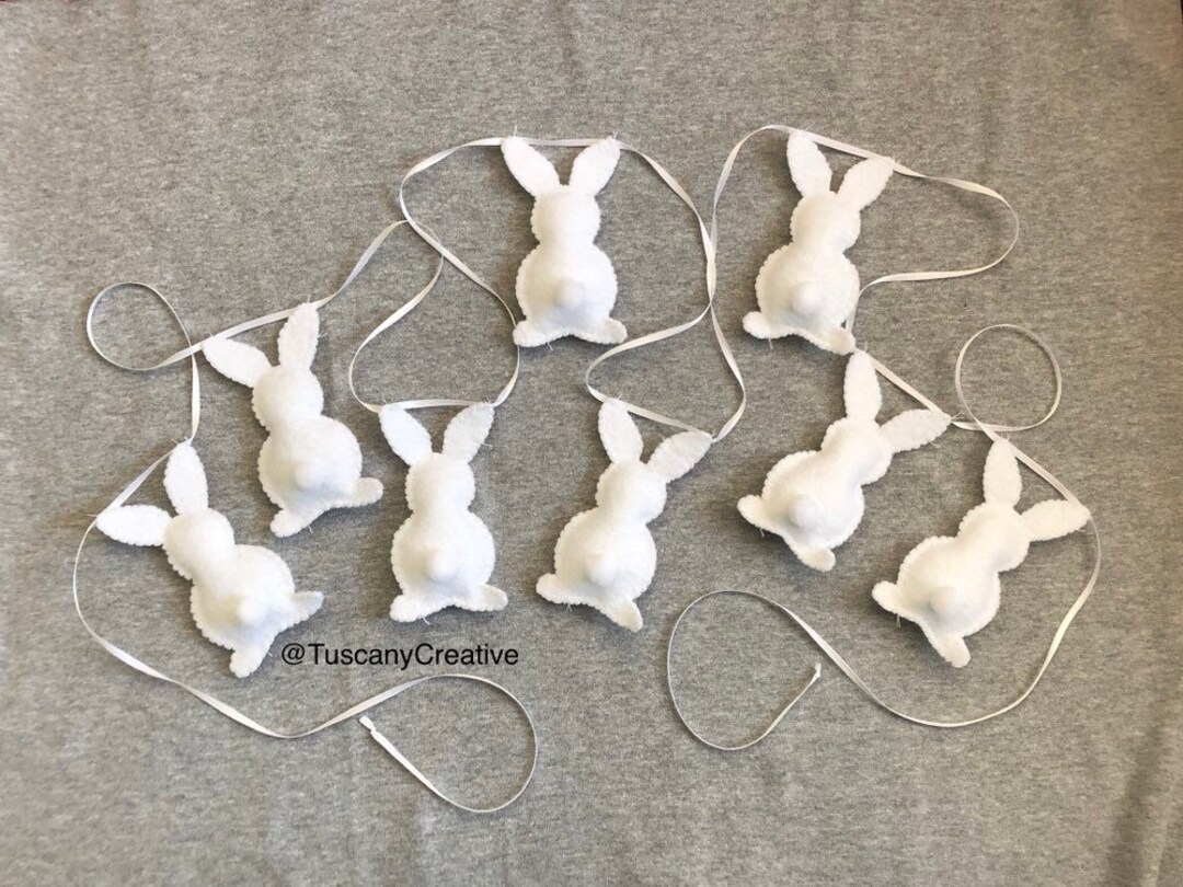 Felt Bunny Garland: White Rabbit Easter Decor, Nursery Garland - Etsy ...