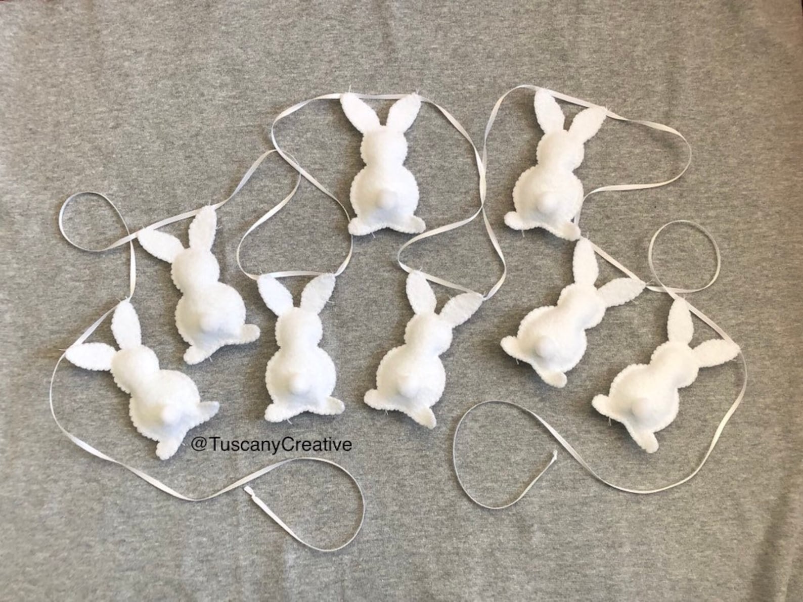 Easter Decor Bunny Rabbit Garland in White Felt Holiday Home | Etsy