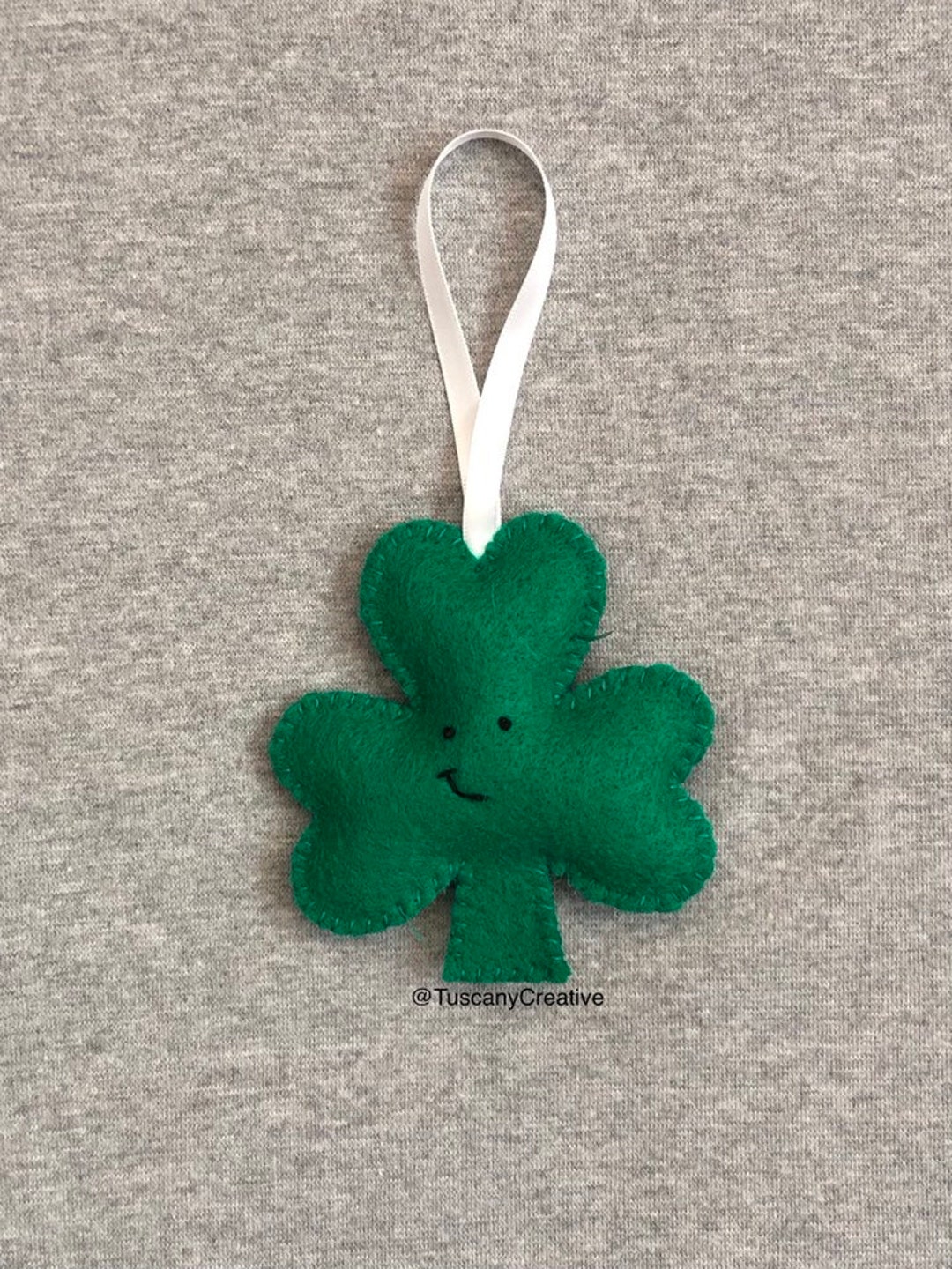 Shamrock Christmas Ornament in Green Felt Holiday Home Decor St Patrick ...