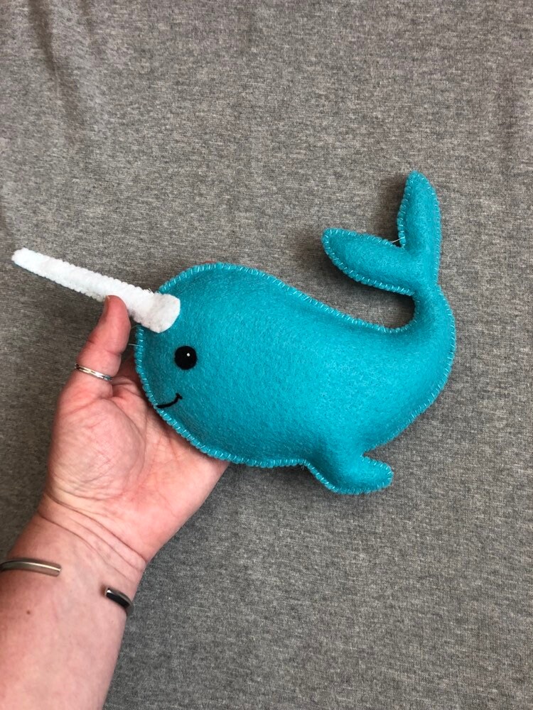 Narwhal Stuffed Animal in Teal Felt - Etsy