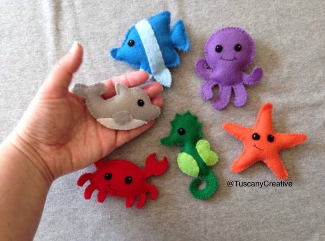 Ocean Animal Stuffed Toys, Dolphin, Star Fish, Octopus, Crab, Seahorse ...