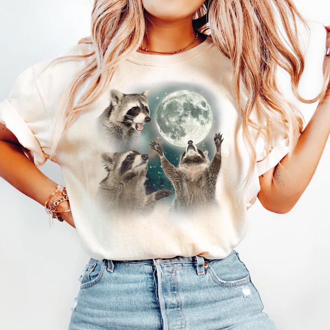 3 Raccoons Howling at the Moon PNG, Funny Raccoons PNG, Raccoon Digital ...