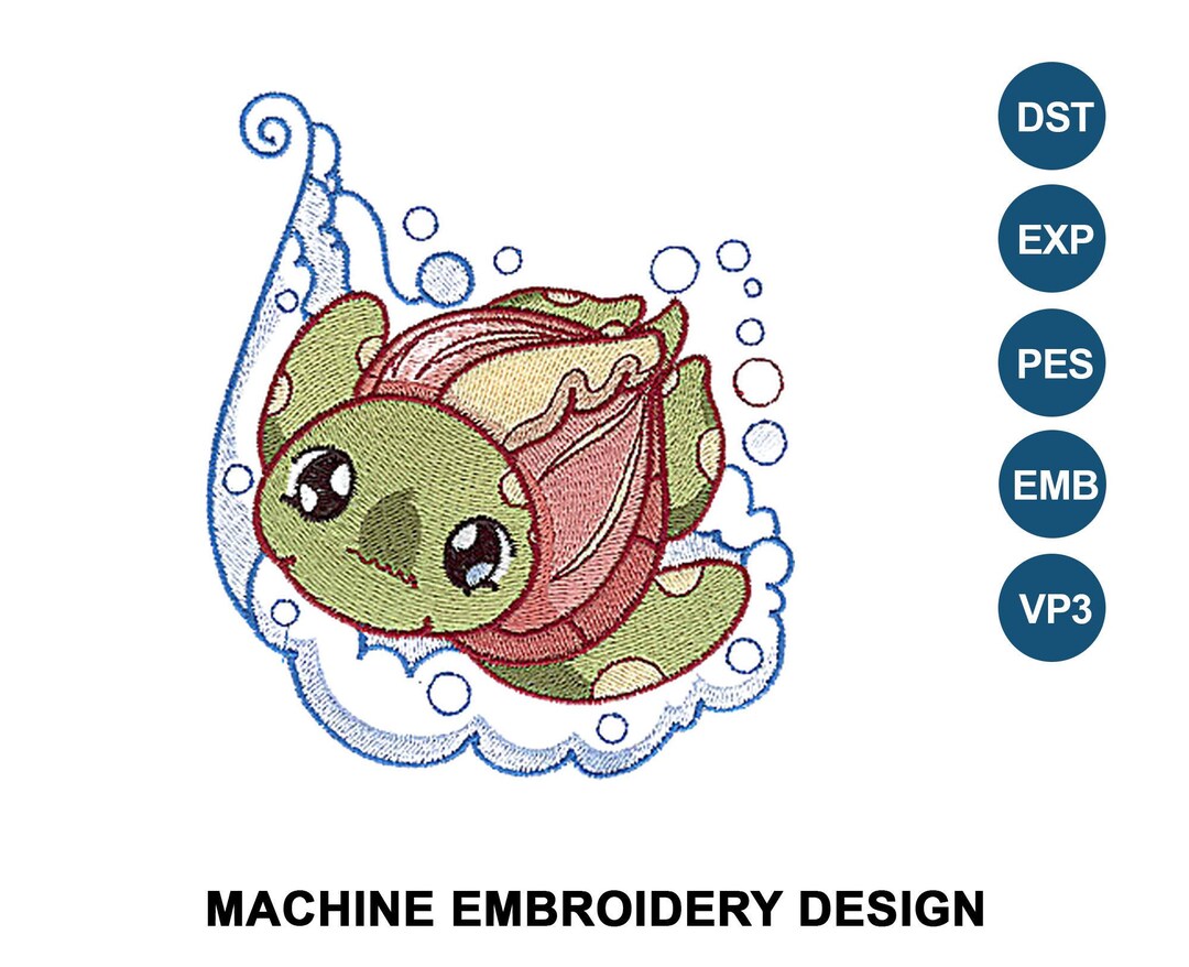 Bubble Bath Turtle Embroidery Design - Machine Embroidery Pattern ...