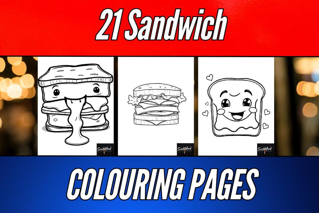 7 Sandwich Colouring Pages Printable Food Designs for Kids Adults ...