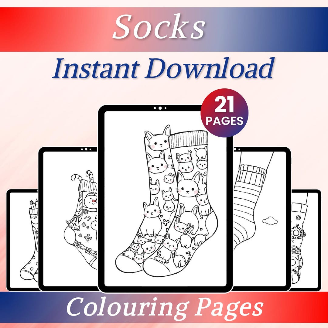 Cute Socks Colouring Pages | Funny Sock Designs for Kids & Adults ...