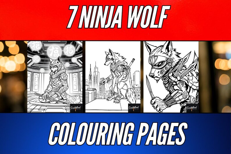 Cyber Ninja Wolf Colouring Pages Printable Animal Designs for Kids ...