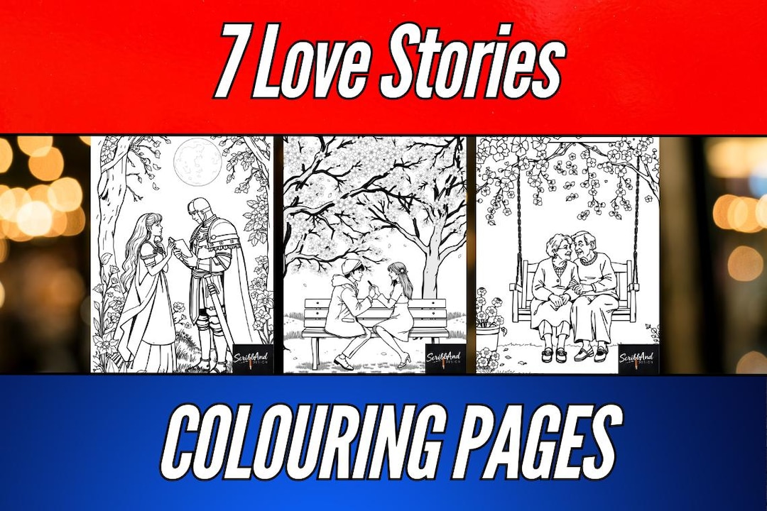 7 Love Stories Colouring Pages Printable Romantic Scenes for Kids ...
