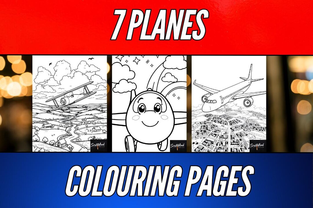 7 Planes Colouring Pages Printable Aviation Designs for Kids Adults Fun ...