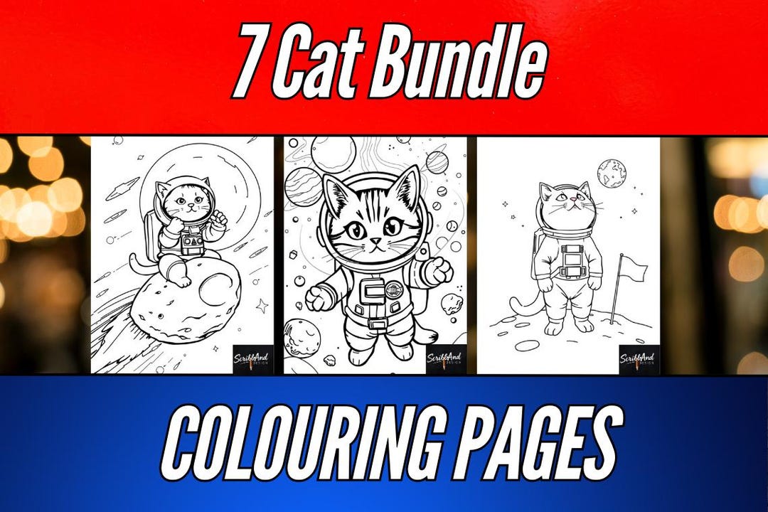21 Cat Colouring Pages Bundle Printable Animal Designs for Kids Adults ...