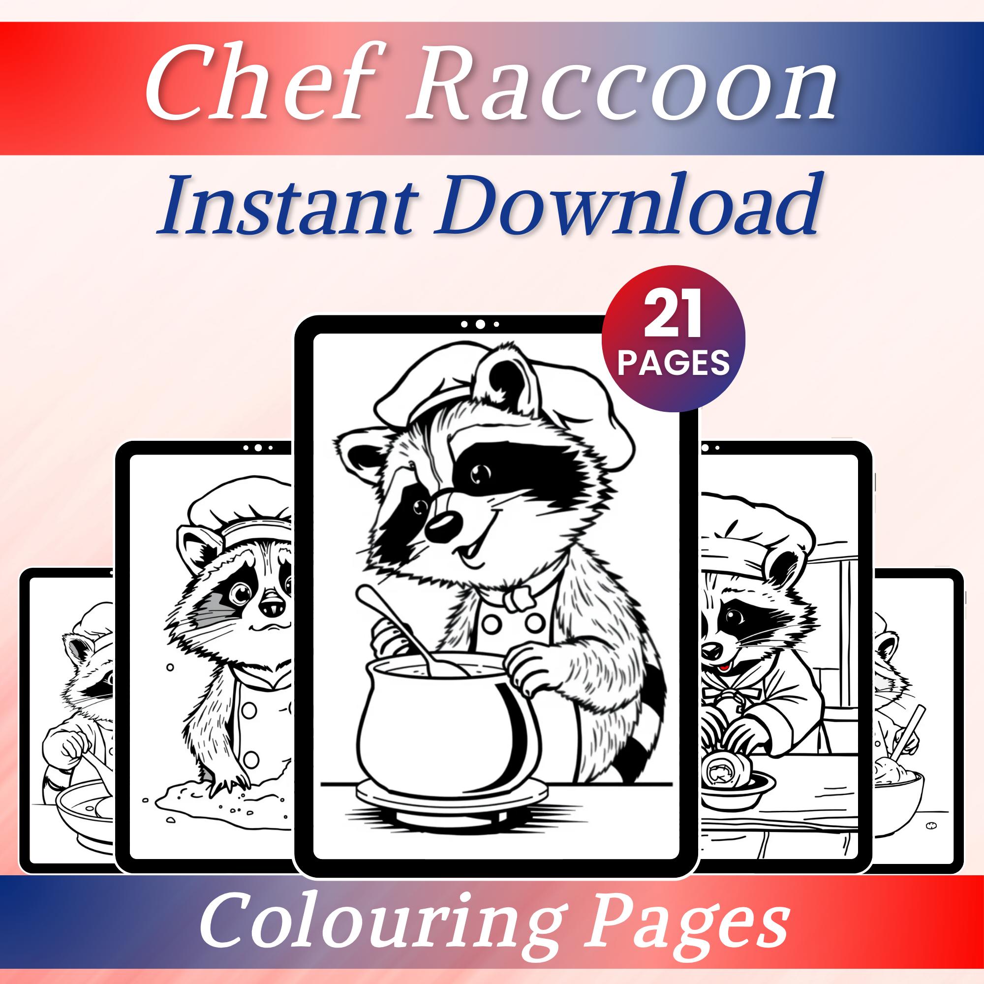 21 Chef Raccoon Colouring Pages Printable Animal Designs for Kids ...
