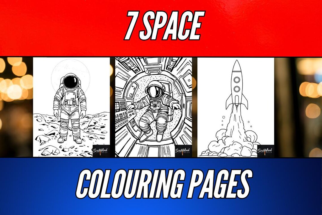 7 Space Colouring Pages Printable Cosmic Designs for Kids Adults Fun ...