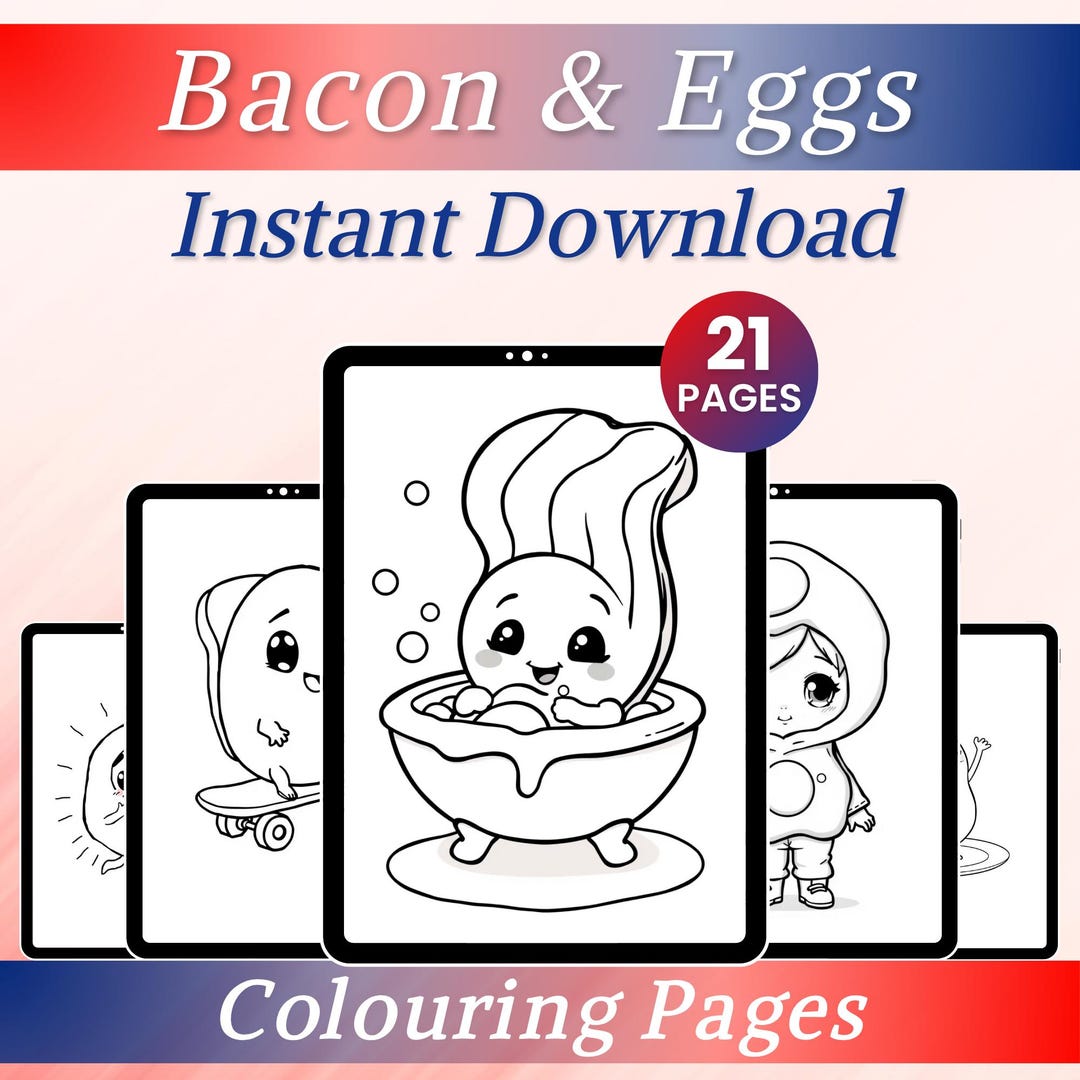 21 Bacon Eggs Hilarious Printable, Winking Eggs, Dancing Bacon, Kids ...