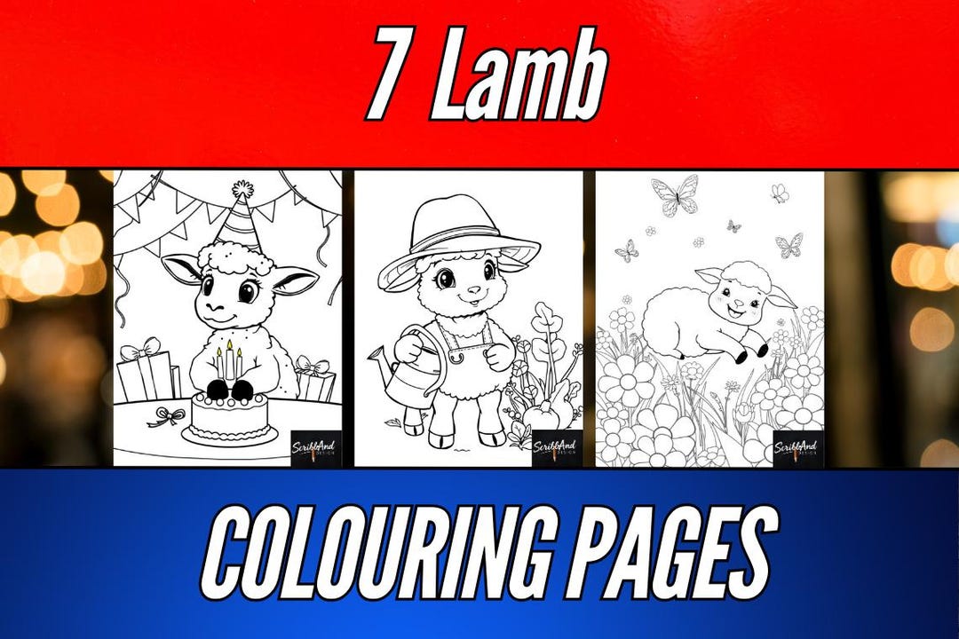 7 Lamb Colouring Pages Printable Farm Animal Designs for Kids Adults ...
