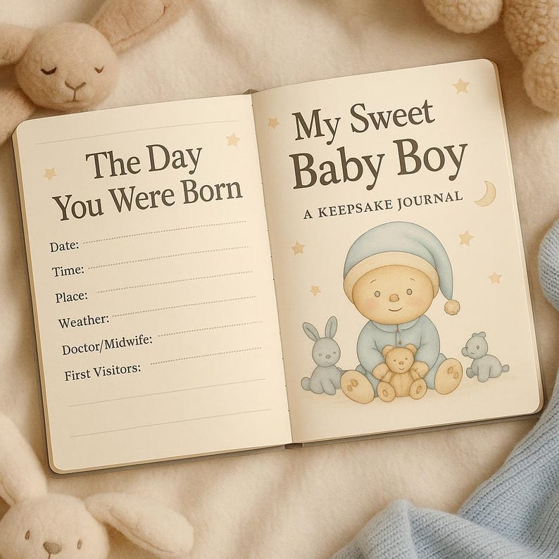 Baby Boy Memory Book: Editable Keepsake Journal (printable PDF) - Etsy
