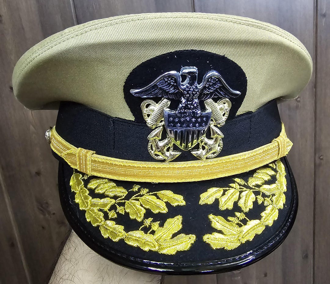 USA Navy Admiral Khaki Visor Cap All Sizes Available - Etsy