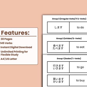 Japanese Verb Flashcards Beginner Language Learning JLPT N5 Kanji ...