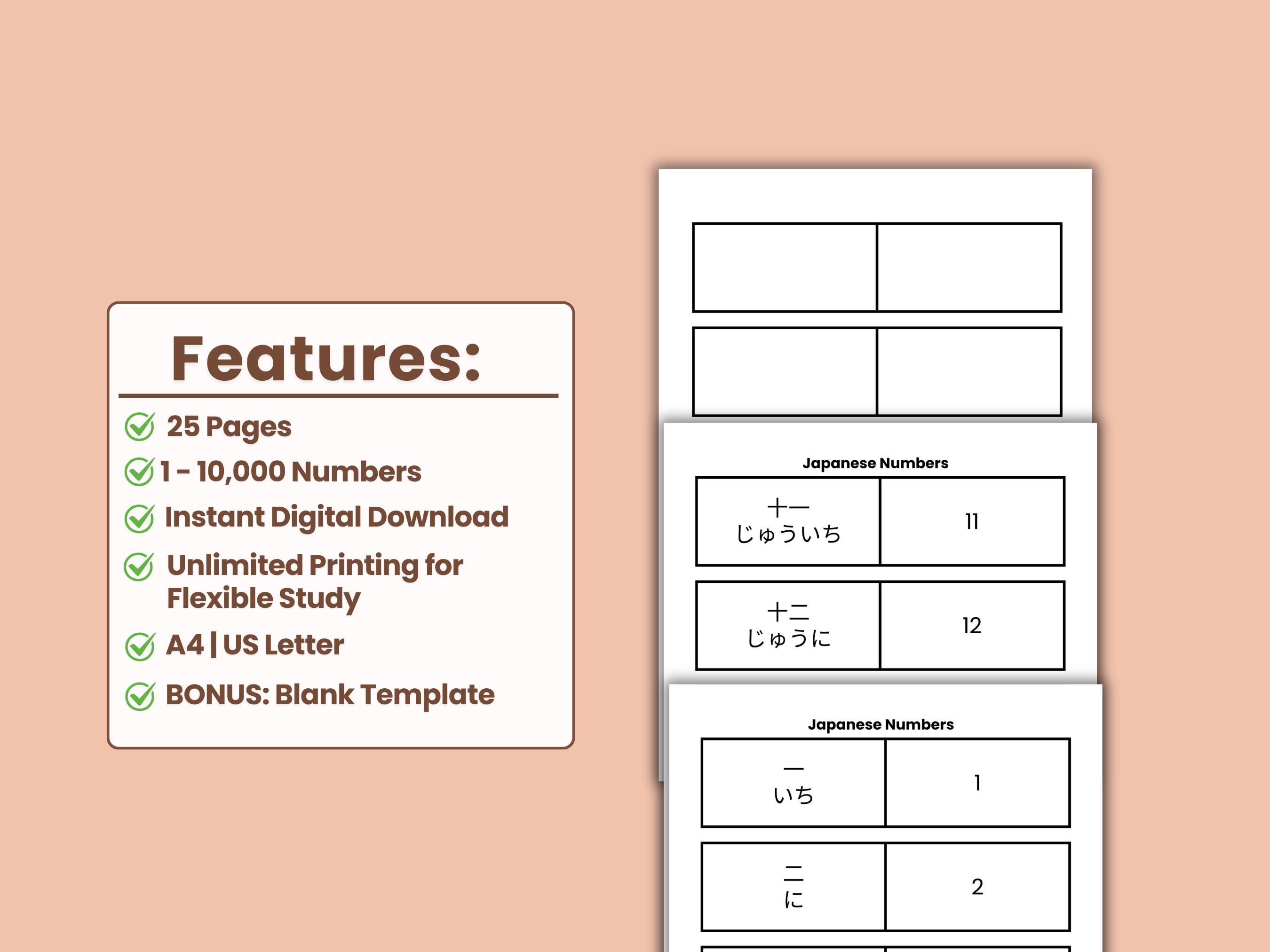 Japanese Numbers Flashcards Minimalist Kanji Hiragana JLPT Printable ...