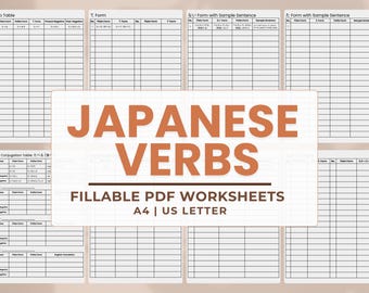 Japanese Grammar Practice Sheets Fillable PDF Worksheets | JLPT N5 N4 ...