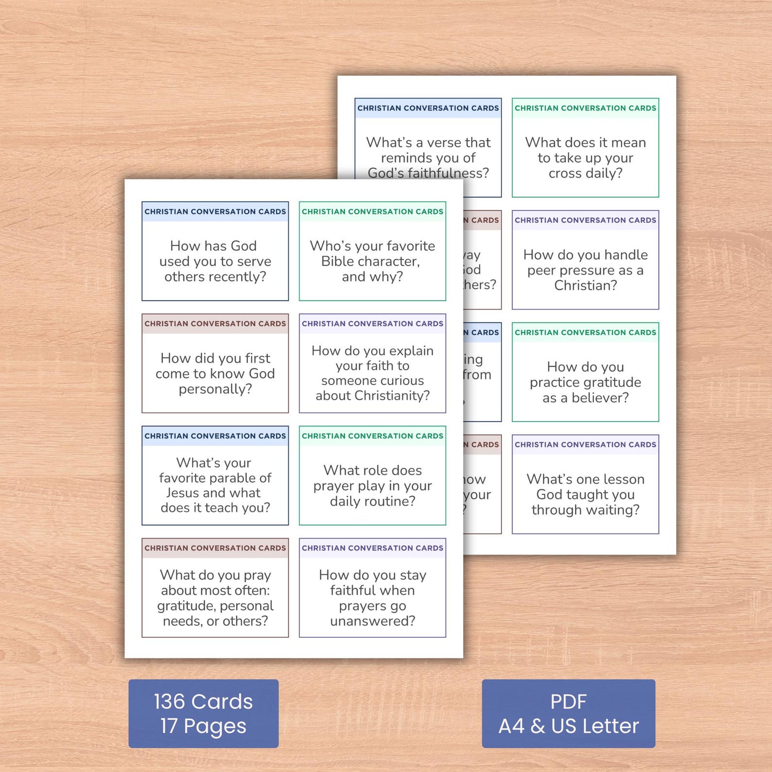 136 Christian Conversation Starter Cards Bible Study Youth Group Family ...