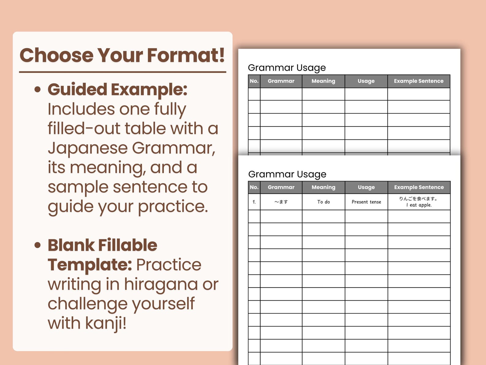 Japanese Grammar Practice Sheets Fillable PDF Worksheets | JLPT N5 N4 ...