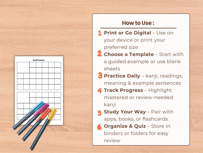 Japanese Kanji Practice Journal Template Fillable Worksheets Beginner ...