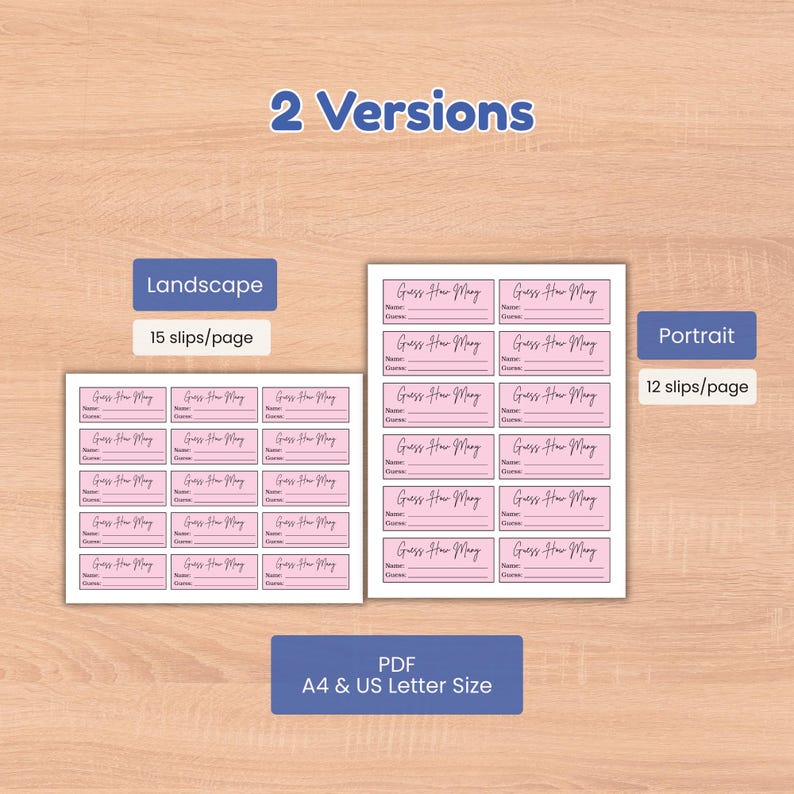 Guess How Many Template Entry Slips Guessing Game Cards Pink Name Phone ...