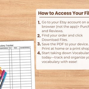 English Vocabulary Tracker Printable PDF Language Learning Planner ...