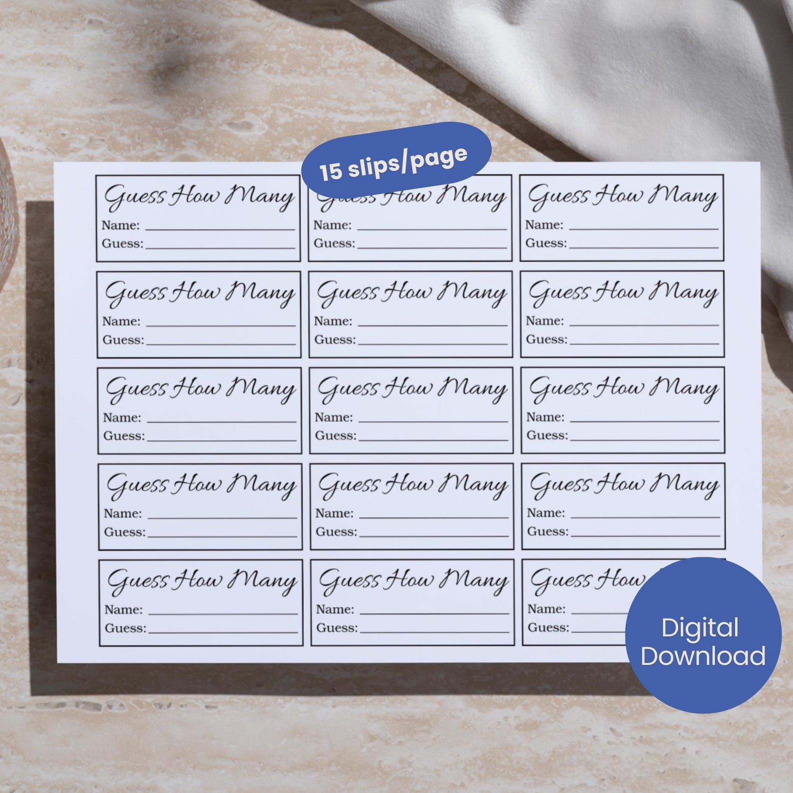 Guess How Many Template Printable Guessing Game Entry Slips Wedding ...
