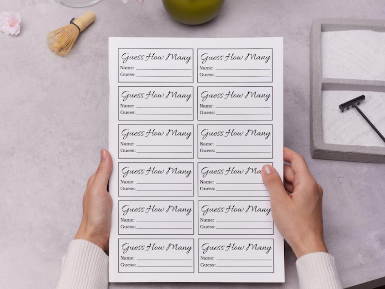 Guess How Many Template Printable Guessing Game Entry Slips Wedding ...