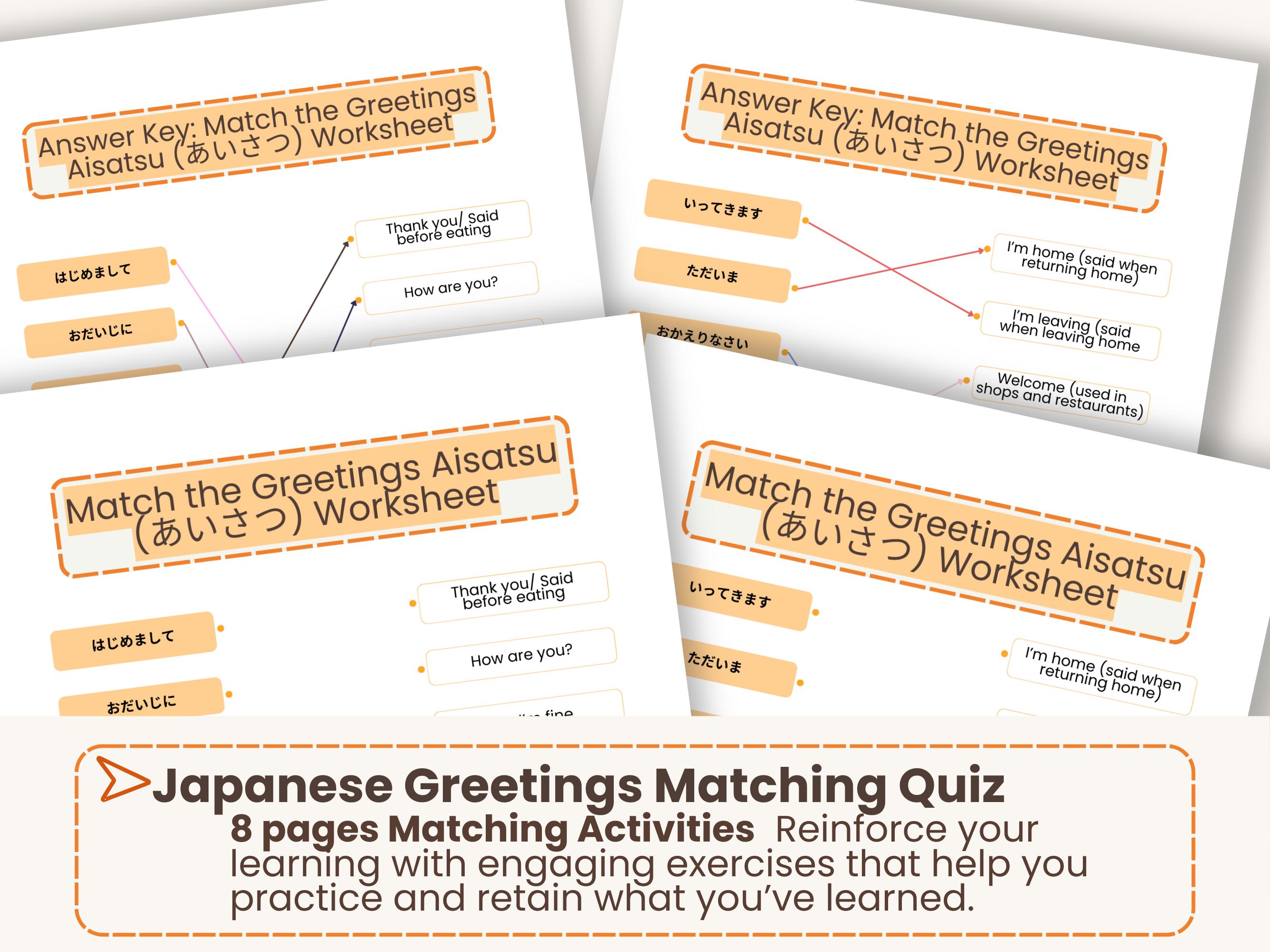 Japanese Greetings and Numbers Printable Worksheets – Beginner-friendly ...