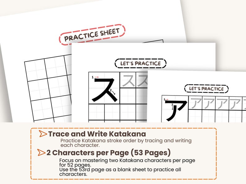 Japanese Learning Hiragana Katakana Worksheets | 40 Greetings Quizzes ...
