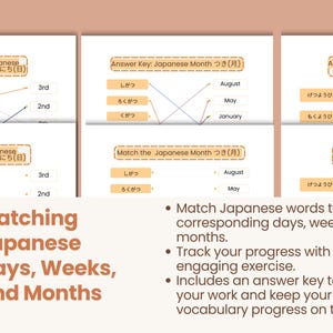 Learning Japanese: Days Months Weeks Bundle Cheat Sheet Quizzes ...