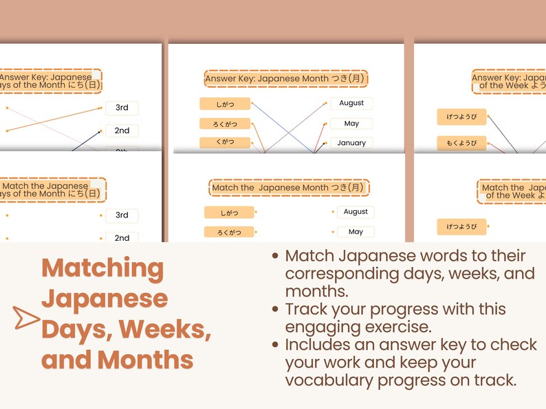 Learning Japanese: Days Months Weeks Bundle Cheat Sheet Quizzes ...