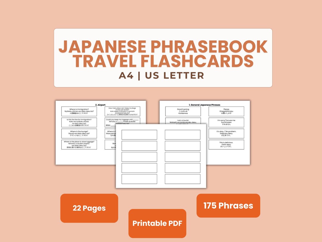 Japanese Phrasebook Travel Flashcards Essential Exploring Guide ...