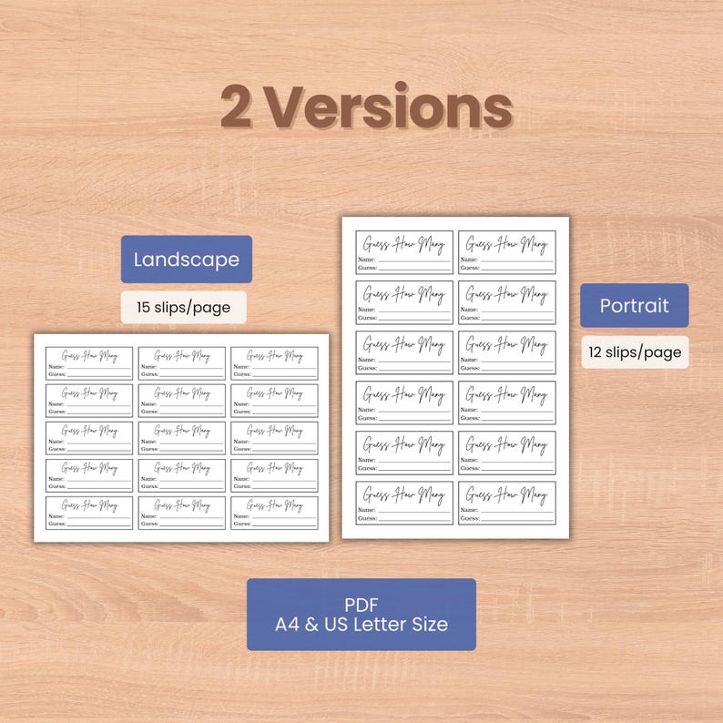 Guess How Many Template Printable Guessing Game Entry Slips Wedding ...