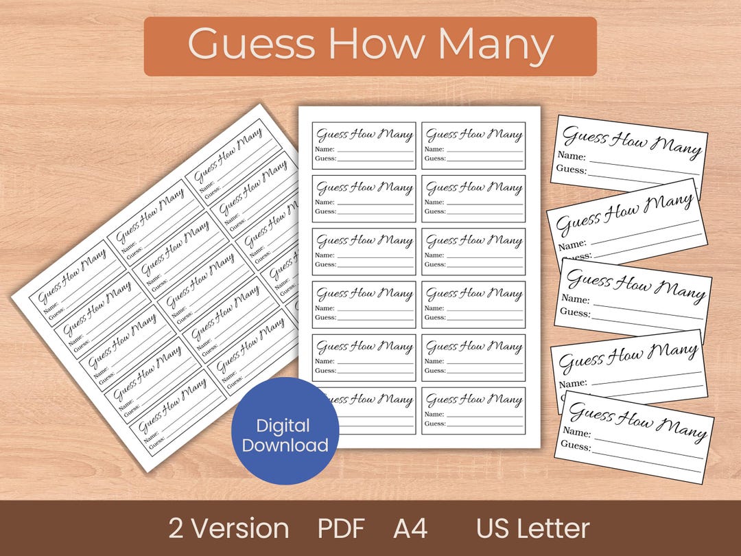 Guess How Many Template Printable Guessing Game Entry Slips Wedding ...