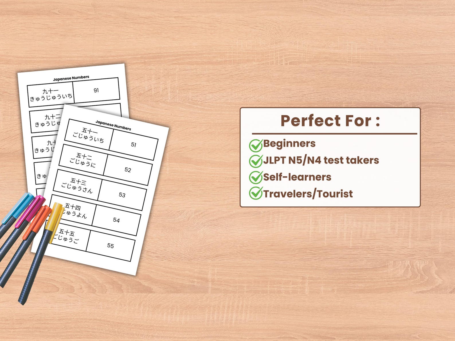 Japanese Numbers Flashcards Minimalist Kanji Hiragana JLPT Printable ...