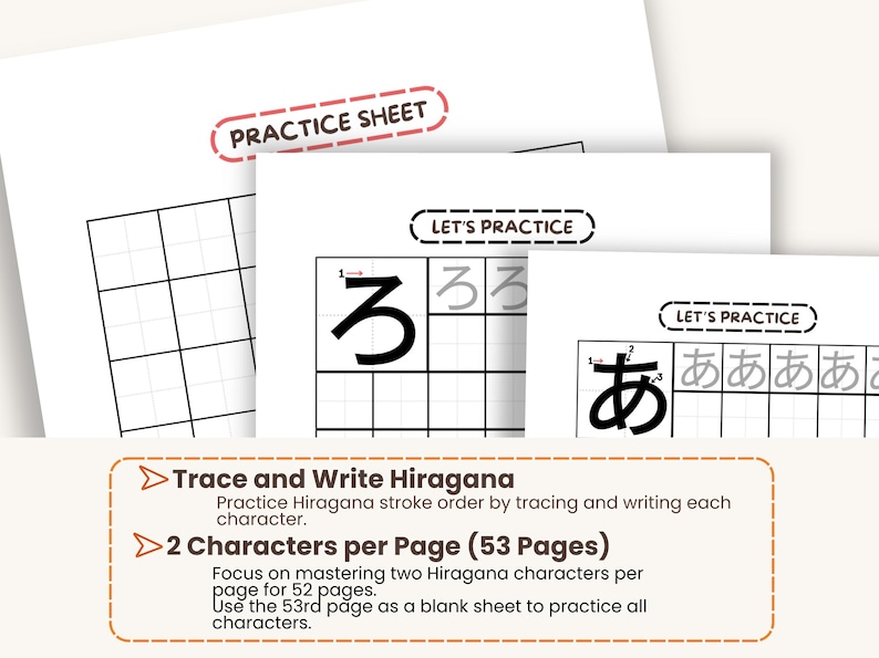 Hiragana Katakana Printable Charts and Tracing Practice Worksheets ...