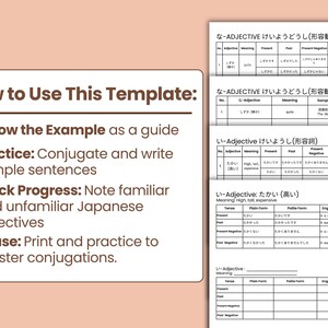 Japanese Adjective Conjugation Practice Sheets | Fillable PDF for い & な ...