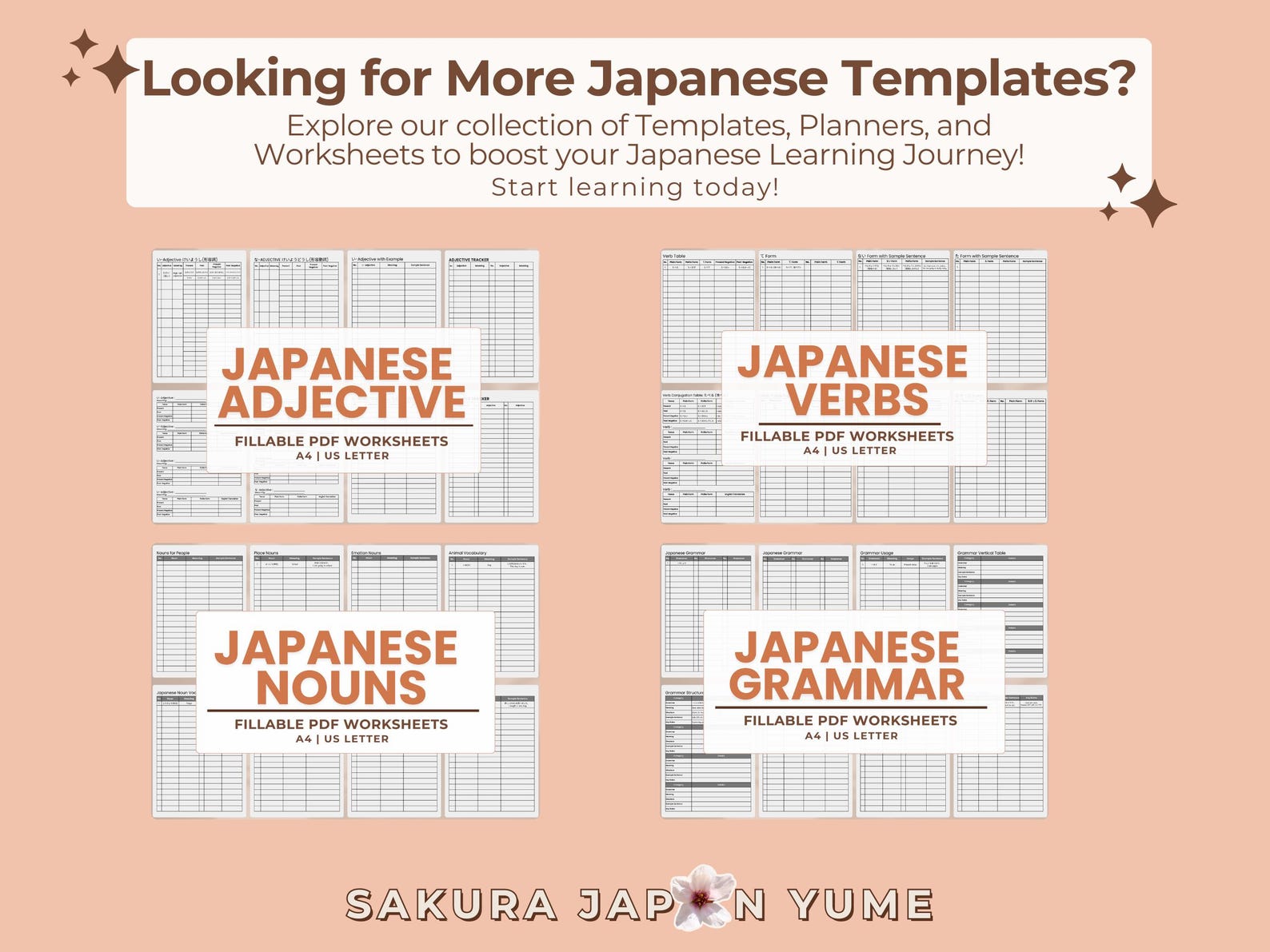 Japanese Grammar Practice Sheets Fillable PDF Worksheets | JLPT N5 N4 ...