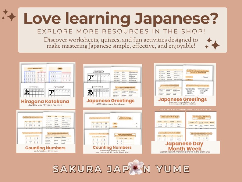 Learning Japanese: Days Months Weeks Bundle Cheat Sheet Quizzes ...