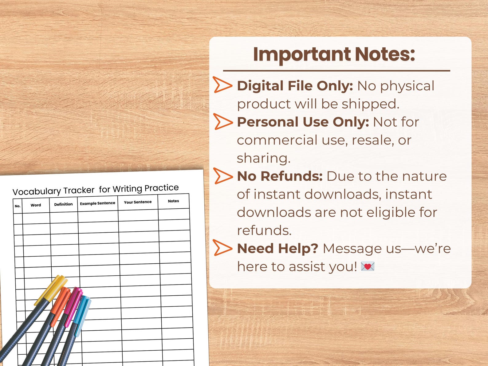 English Vocabulary Tracker Printable PDF Language Learning Planner ...
