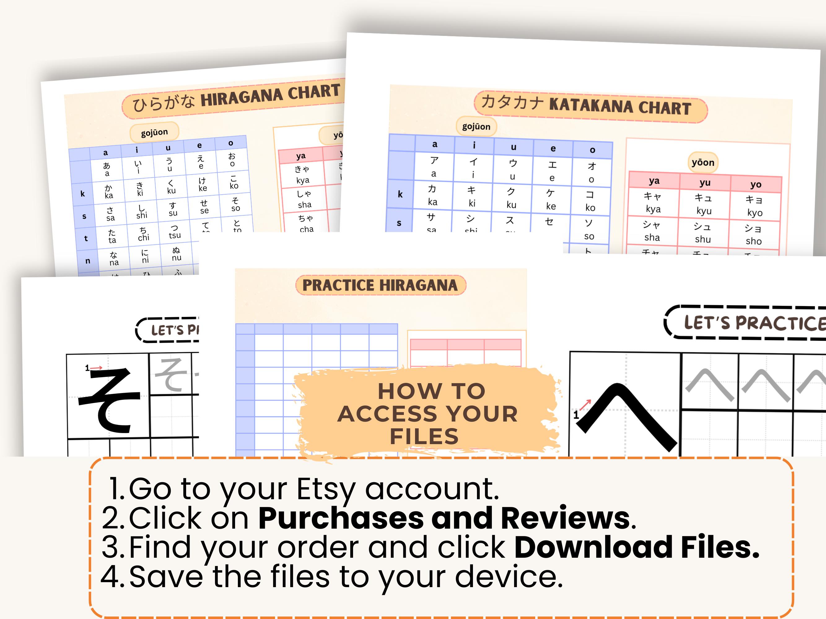 Hiragana Katakana Printable Charts and Tracing Practice Worksheets ...