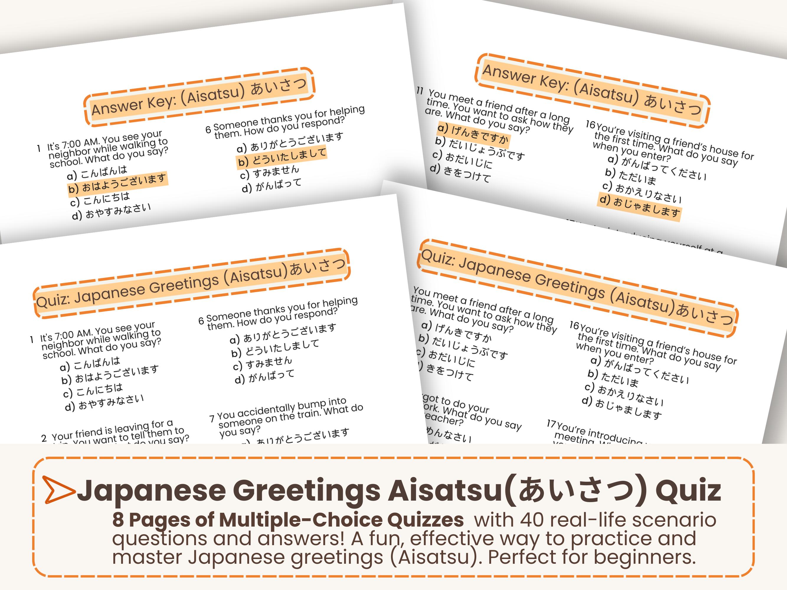 Japanese Greetings and Numbers Printable Worksheets – Beginner-friendly ...