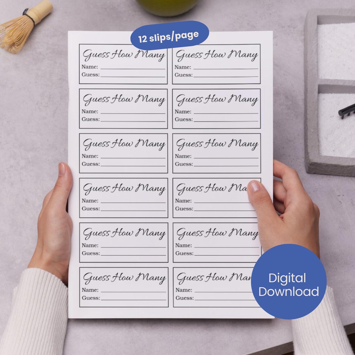 Guess How Many Template Printable Guessing Game Entry Slips Wedding ...