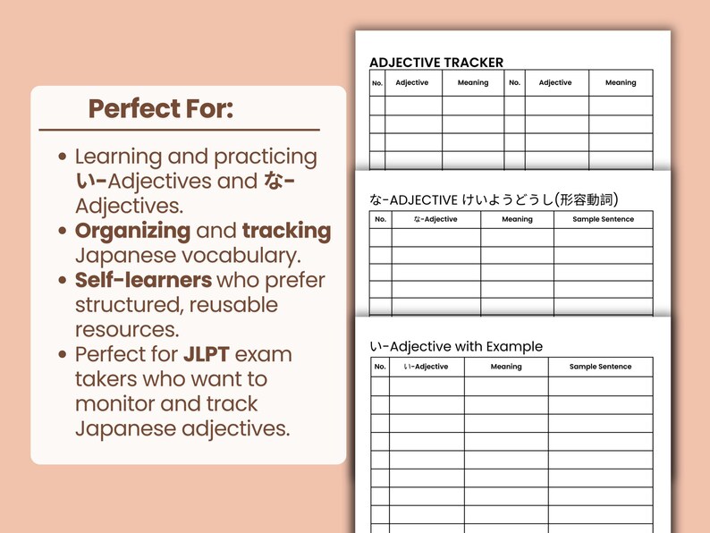 Japanese Adjective Conjugation Practice Sheets | Fillable PDF for い & な ...