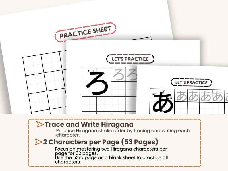 Japanese Learning Hiragana Katakana Worksheets | 40 Greetings Quizzes ...
