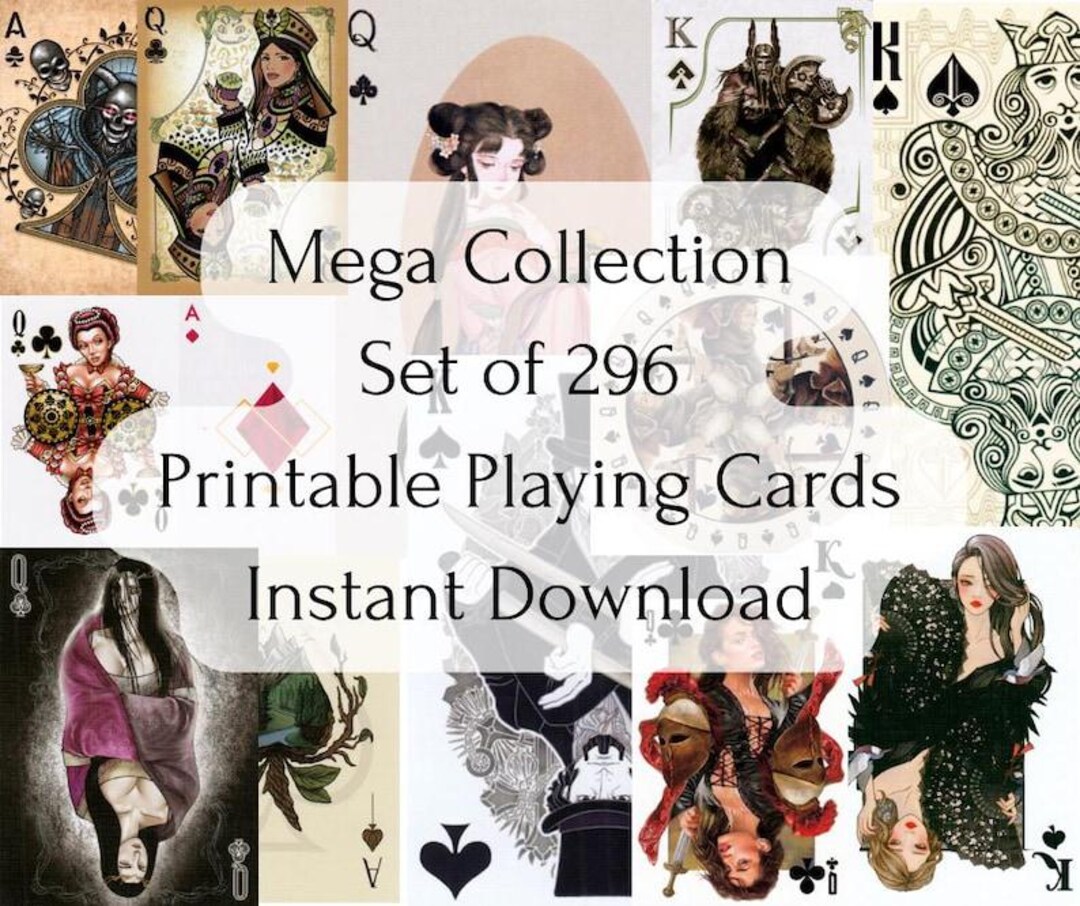 296 Unique Decks (digital Download) Printable Playing Cards Bundle - Etsy