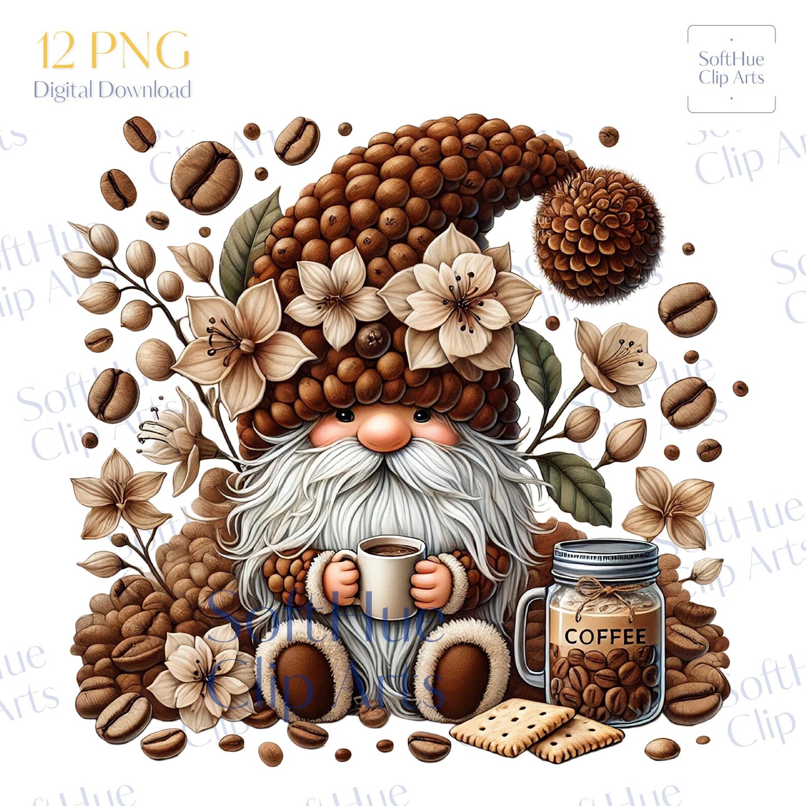 Coffee Gnome Clipart Bundle | 12 PNG Coffee Gnomes | Cute Barista ...