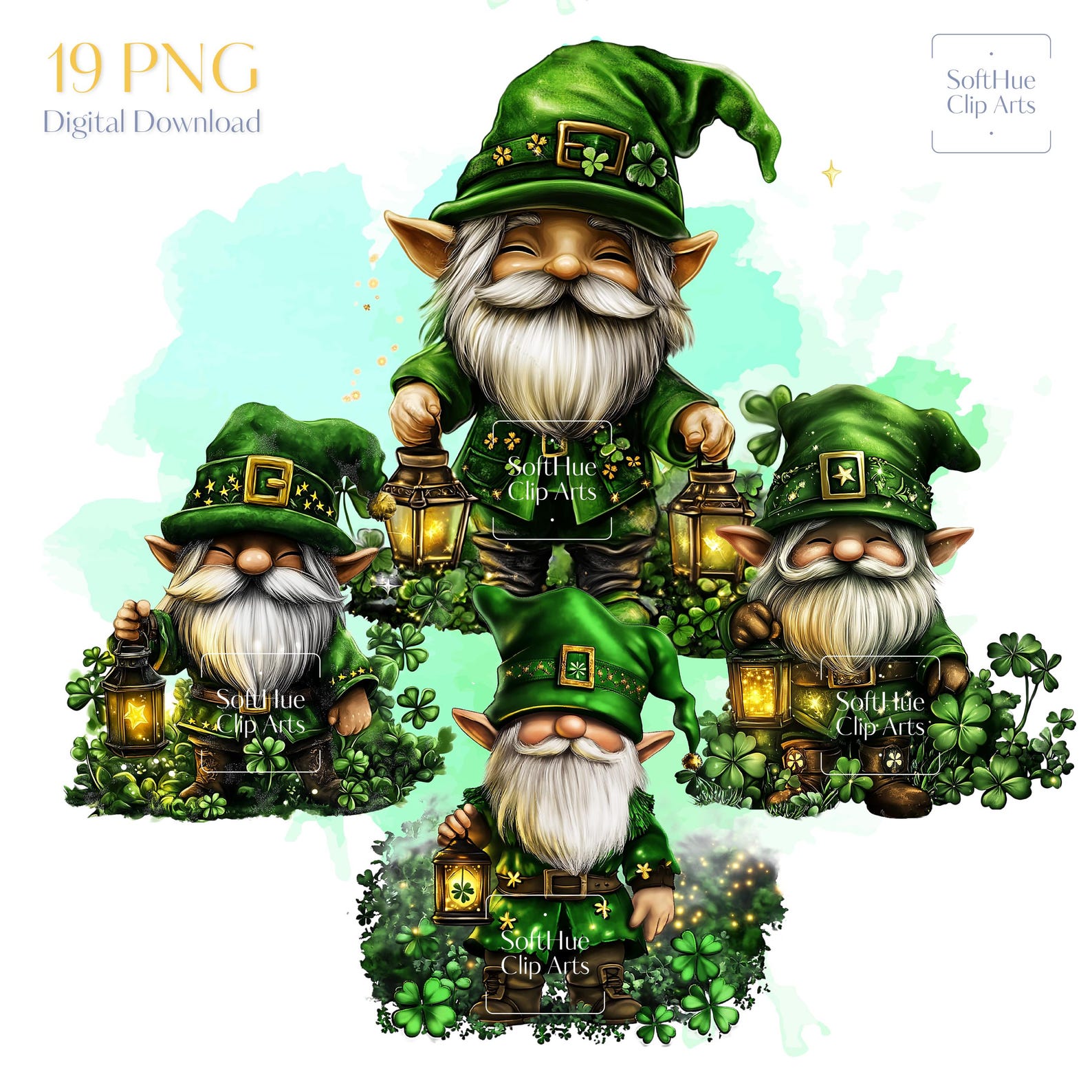 Saint Patrick's Gnomes Clipart Bundle, St Patrick's Graphics, St ...